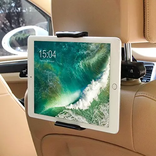 Pemegang Tablet Kereta, Pelekap Kepala, Pemegang Tablet POOPHUNS untuk 6-11 Inci, Menyokong Putaran 360, Silikon Tidak Licin, Serasi dengan iPad, Samsung Galaxy Tab dan Tablet Lain