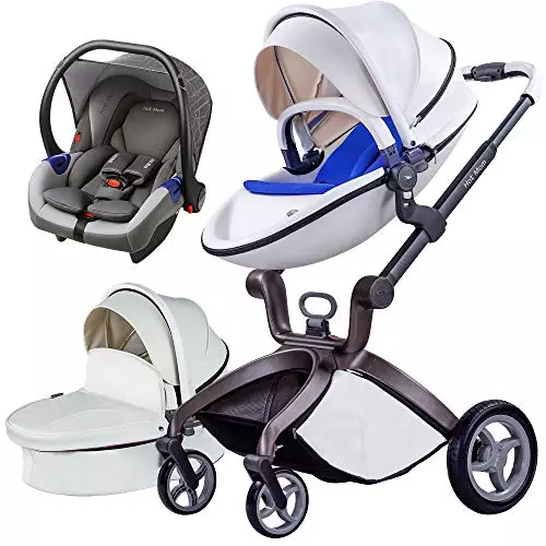 Kinderwagen Hot Mom-kinderwagen en kinderwagens 3 in 1 reissysteem met stoel en reiswieg Autostoeltje, 2020 Lifestyle F22 Extra betaalbare autostoel - wit