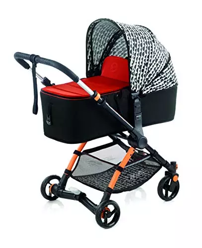 Jané Minnum Micro - Carrinho de passeio com alcofa dobrável, inclui kit de rodas esportivas de grande diâmetro, com bolsa e capa de chuva, nuvens coloridas