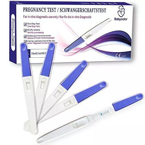 Teste de gravidez ultrassensível Babycolor, 5 testes de gravidez de alta sensibilidade 10 mIU/ml, teste HCG 99% de precisão