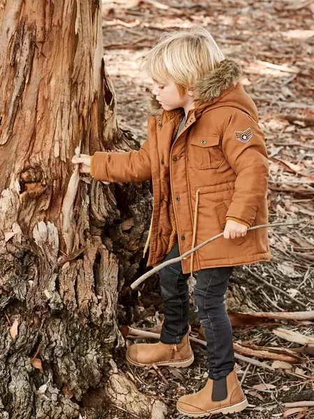 Black Friday Vertbaudet Boy's Parka com forro de pelúcia