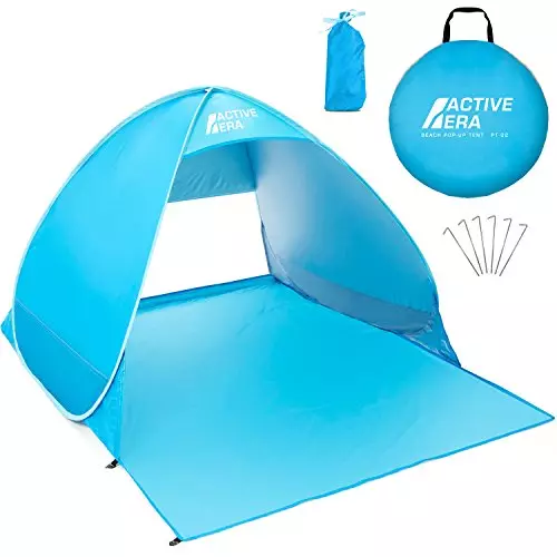 Active Era 2 Person Instant Pop Up Pop Up Beach Tent - With SPF 50+ for UV Sun Protection - Includes Travel Bag & Tent Pegs