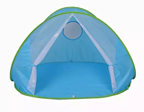 Kiddus Beach Tent foar poppen lytse jonges en famkes, Pop-up systeem fluch en maklik montage, ideaal foar Camping, Strân en Berch mei Maksimum Sun Protection UV 50+ ademend materiaal. KI60115