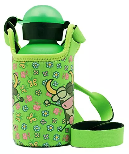 Laken Kukuxumusu Thermal Infant Bottle 0.35L Green Stainless Steel HIT Cap with Neoprene Cover