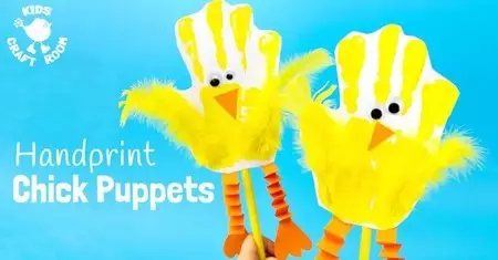 ຫັດຖະກໍາ Easter Chick Puppets