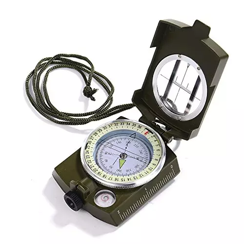 GWHOLE Waterproof Lanyard Compasses for Baby Kids with Military Navigation Bag, ඇතුළත් ඉංග්‍රීසි පරිශීලක මාර්ගෝපදේශය, කොළ