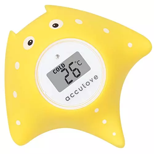 Acculove Baby Bath and Room Thermometer, Floating Bath Thermometer for Bak and Pool, Cartoon Fish by Yellow Fish, Aman Toys for Orok, Newborns, Orok, jeung Kids