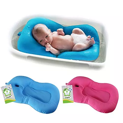 belupai Newborn Baby Bath Mat Foldable Bathtub Mat Bathtub Seat Baby Seat(Asul)