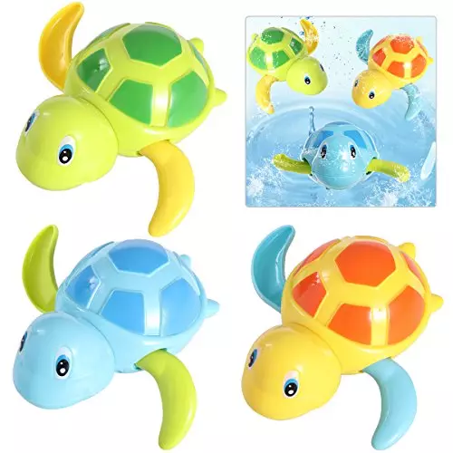 TOYMYTOY 3pcs Baby Bath Swimming Toys Bathtub Cute Turtle Swimming Toys