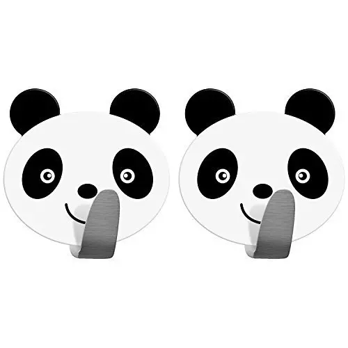 Tatkraft Panda Towel Hook წებოვანი საბავშვო კედლის საკიდი უჟანგავი ფოლადის 2 ცალი