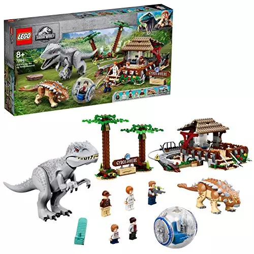 Jurassic World Indominus Rex vs. Ankylosaurus Set of Dinosaurs ma Gyrosphere, Multicolor (Lego ES 75941)