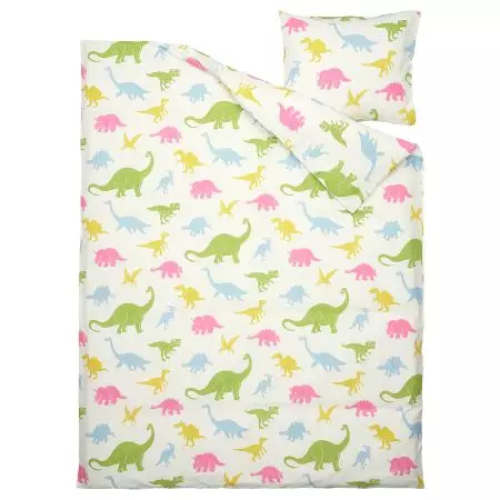 Duvet cover + pillowcase، dinosaur/multicour150x200/50x60 cm