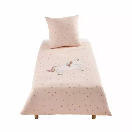 Bộ khăn trải giường cho trẻ em bằng bông màu hồng với họa tiết trang trí của những ngôi sao vàng 140x200 1000 2 31 206671 1