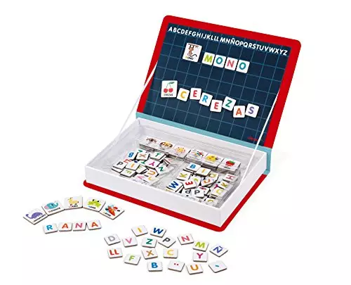 Janod - Jucărie educativă cu alfabet Magneti'Book, versiune în spaniolă, roșu (J02714)