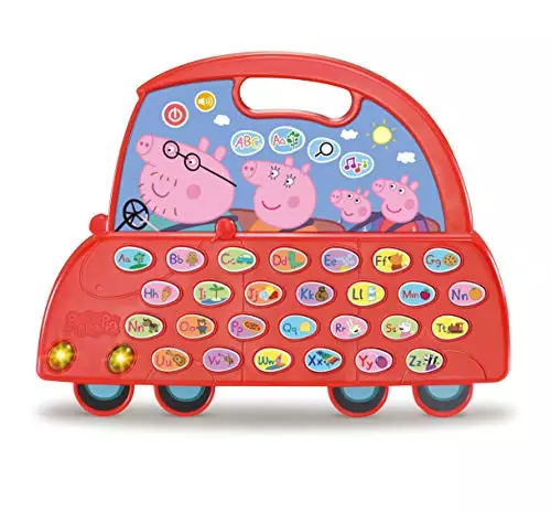 VTech - Peppa Pig's Alphabet Car, Leke for barn +3 år, lærer alfabetet, oppdager nytt ordforråd, mer enn 200 lyder, fraser, sanger og melodier, Muticolor