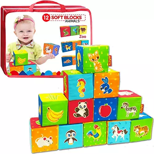 magdum 12 Kannerbausteng - Baby Spillsaachen 1 Joer - Baby Spillsaachen 6-12 Méint - Baby Bausteng - Baby stackbar Cubes - Baby Aktivitéiten Dësch - Baby Spillsaachen 6 Méint - Dësch Spiller