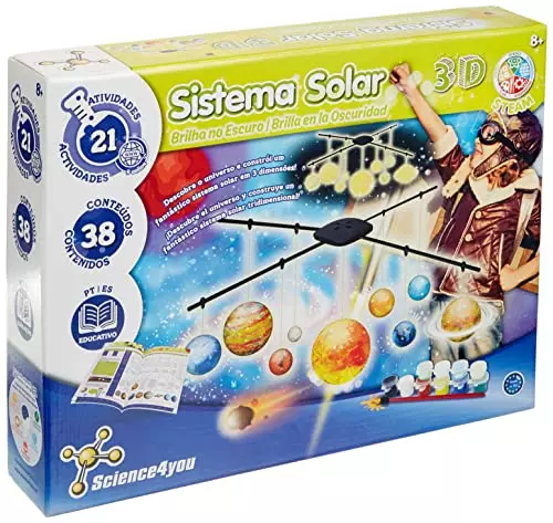 Science4you - Układ Słoneczny dla dzieci +8 lat - 21 eksperymentów naukowych: planety świecące w ciemności i projektor planetarny - oryginalny prezent, zabawka astronomiczna dla dzieci w wieku 8-12 lat