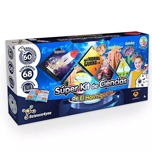 Science4you-Super Science Kit od El Hormiguero-zabawka naukowa 60 eksperymentów i książka edukacyjna, oryginalny prezent dla dzieci w wieku 8 lat i starszych, wielokolorowy (80002755)