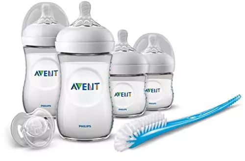 Philips Avent SCD301/01 - комплет за новороденчиња од природен опсег, 4 шишиња, цуцла и четка, проѕирна