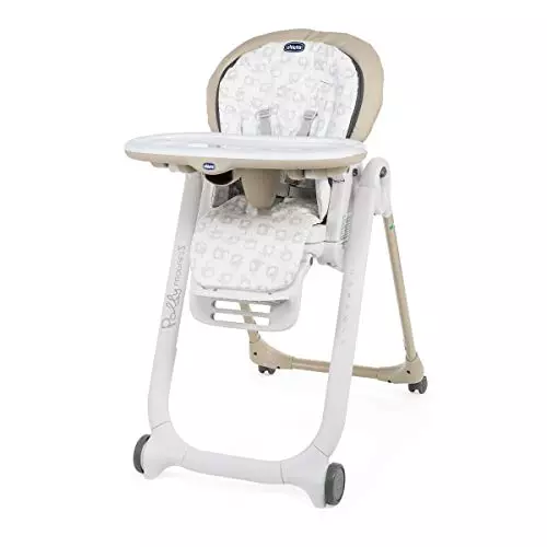 Chicco Polly Progres5 - seza avo evolisiona: fandriana, seza avo ary booster compact, azo amboarina, misy kodiarana 4 sy frein, manomboka amin'ny 0 ka hatramin'ny 3 taona, printy trozona volontany (Beige)