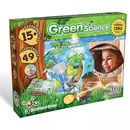 Science4you-Green Science – Spielzeug, Ökologisch mit 15 Experimenten und einem Lehrbuch, Originelles Geschenk für Kinder ab 6 Jahren, Mehrfarbig (80002418)