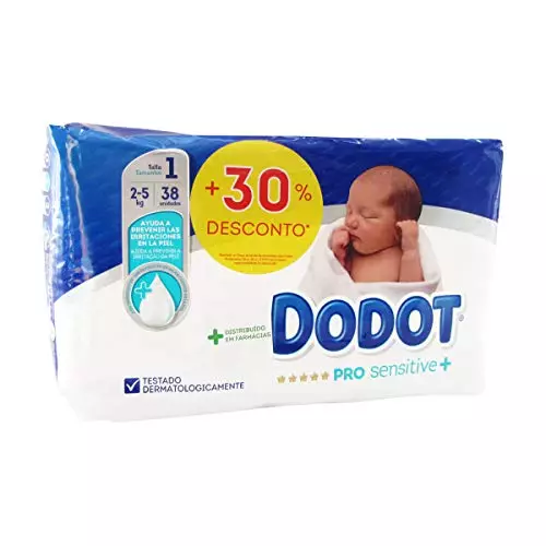 38 x scutece Dodot Pro Sensitive + Mărimea 1 Greutate 2-5 kg Protecție Curățare