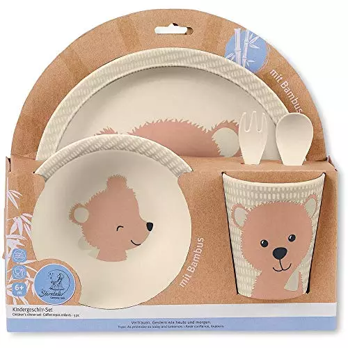 Набор детской столовой посуды Sterntaler Baylee Bamboo, 5 предметов, мотив сладкого медведя, розовый