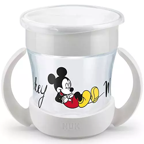 NUK Disney Mini Magic Cup - Lär dig att dricka kopp | 360° droppkant | praktiska handtag | 160ml | BPA-fri | 6 månader | Musse Pigg (grå)