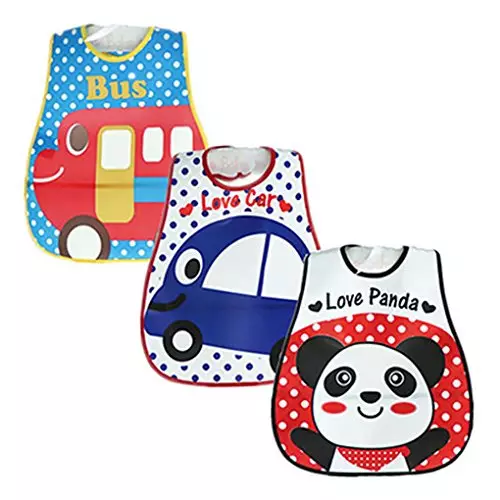 Vollter 3pcs Soft Baby PEVA Bibs Mabomire Itunu Ailewu Anti-kokoro