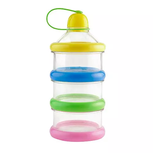 MilkBox – Ifunfun Iyẹfun Wara – Titiipa ati Stackable - Awọn apakan Igo Apoti Ipele 3 – Ibi ipamọ ti Ounje Ọmọ, Eru, Puree, Porridge, Ipanu, Fọmula Powder ati Diẹ sii