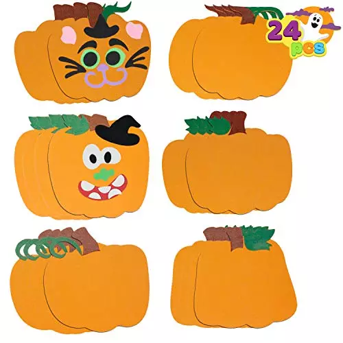 24Pcs Halloween Foam Pumpkin Art and Craft Kit Stickers for Halloween Party Decoration