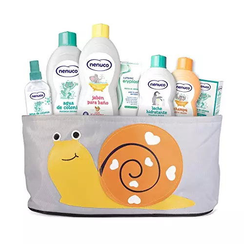 Nenuco Basket Gift Baby Baby Tendurist Set Bi Koln, Sabûna Serşokê, Şîrê Moisturîzker, Şampo, Paste Bingeha Avê Eryplast û selik 2950 g