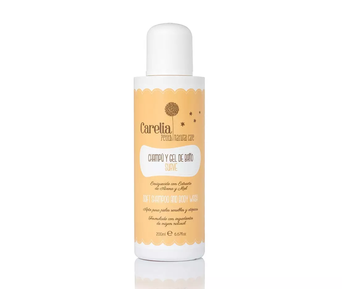 Xampú i Gel de Bany suau Carèlia Natural Care (200 ml.) blanc