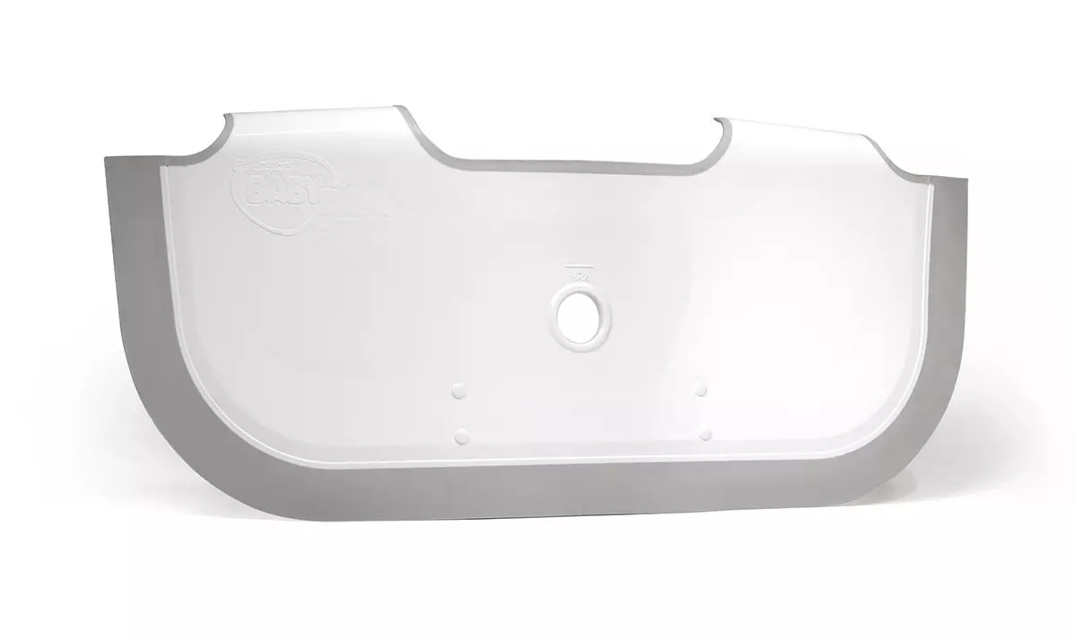 White/grey Babydam bathtub dam and reducer