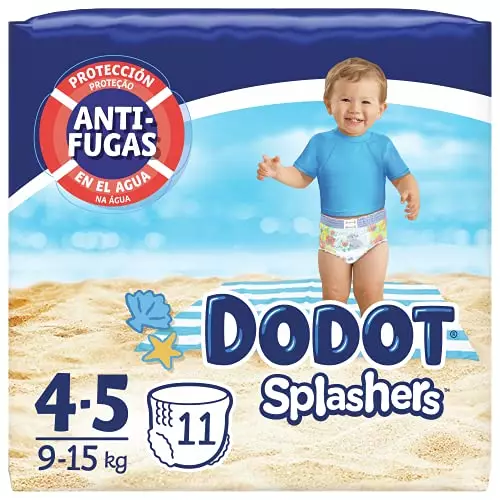 Dodot Splashers Disposable Swim Diapers, ບໍ່ບວມ ແລະ ຖອດອອກງ່າຍ, ຂະໜາດ 4, 9-15 ກິໂລ - 11 ໜ່ວຍ