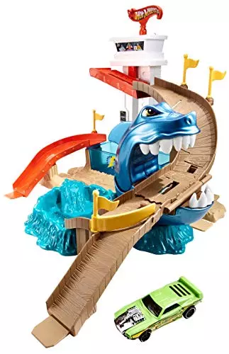 Magurudumu ya Moto - Wimbo wa Eater Shark, Wimbo wa Gari la Toy (Mattel BGK04)