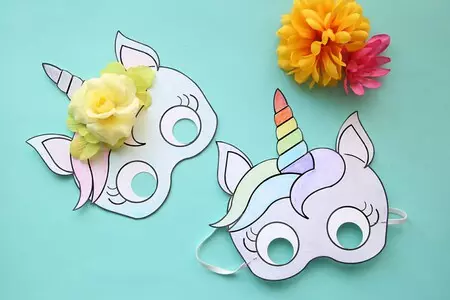 Unicorn Mask Diy Print And Color Free Printable របៀបបង្កើតរបាំង Unicorn សម្រាប់ក្មេងៗ សកម្មភាពសិប្បកម្មងាយៗ 4 768x512