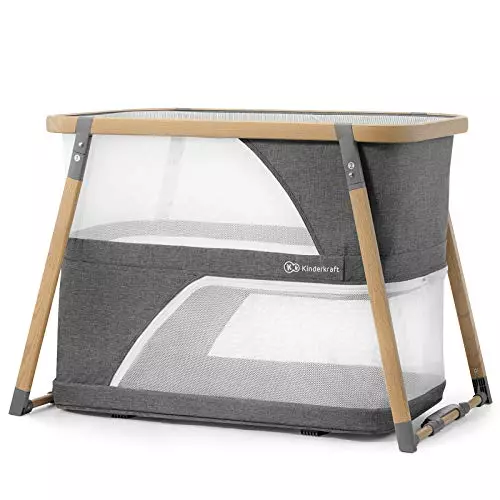 Kinderkraft SOFI Folding Travel Cot, 4 in 1, Co-sleeping, Rocking Function, Gray