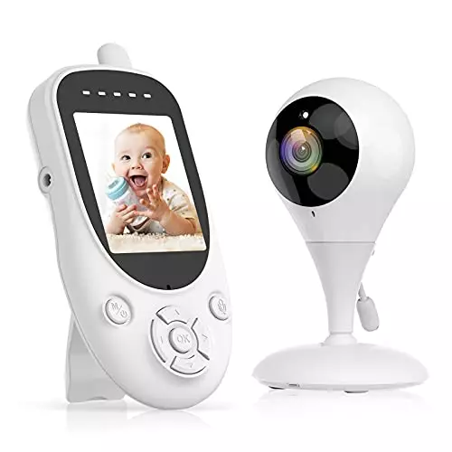 CAMPARKCAM Wireless Baby Monitor with Camera, Baby Monitor 2.4 Inch HD Screen, Night Vision, Temperature Monitoring, VOX, Two-Way Communication, Lullabies