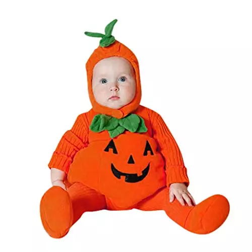 Sheey 0-3 Years Christmas/Halloween Jumpsuit Costume Halloween Baby Pumpkin Costumes for Baby Girl Boy Pajamas Performance Stage Costume Cosplay Children's Party Girl Newborn Fall Winter