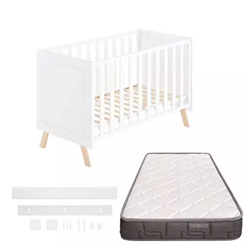 Co-sleeping crib Mia Nature 120x60 + co-kurara kit + HR Morfeo metiresi uye gumi-kurara-pamwe pakakwirira