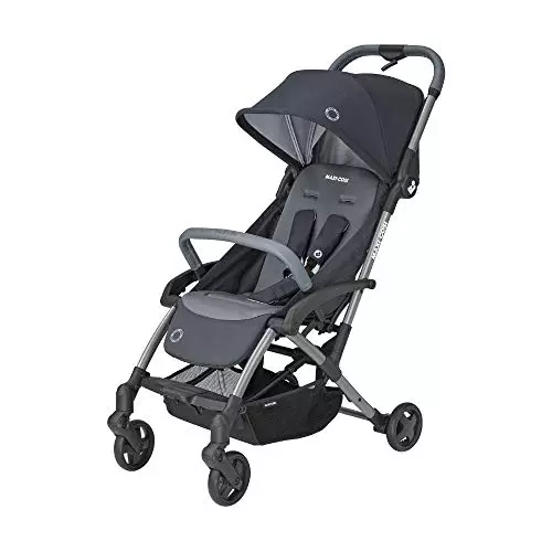 I-Maxi-Cosi Laika 2 I-One-Hand Fold Stroller, I-Lightweight and Compact, I-High Reclining Bouncer enendawo yokulala, Ikhava yemvula ifakiwe, i-graphite ebalulekile