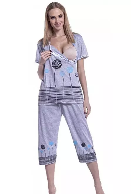Pajamas za Maua ya Kijivu