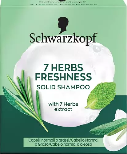 Schwarzkopf - Xampú Sòlid 7 Herb Freshness - 60g - Per cabell normal o gras - Proporciona una lleugera frescor i una suau cura per al teu cabell sense carregar-lo