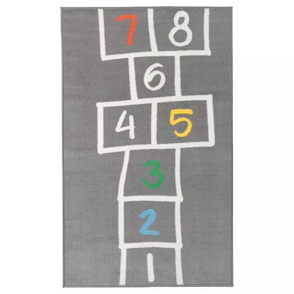 Gray rug with numbers