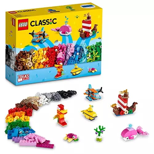 LEGO 11018 Klassik Okean Qiziqarli, Qurilishi mumkin bo'lgan g'isht qutisi, Dengizdan ilhomlangan 6 ta mini-figura to'plami, Bolalar uchun ijodiy o'yin