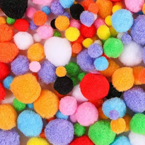 Цветни помпони, 1000 броя Помпони 1-3 см, занаяти, цветна кръгла топка с помпони, комплект за занаяти, за DIY занаяти и занаяти декорации