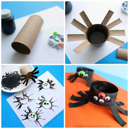 Toilet Roll Spider Halloween Craft Pou Timoun