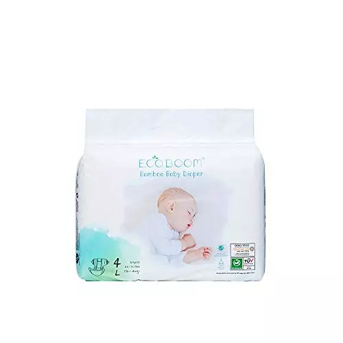 ECO BOOM - Biodegradable Bamboo Diapers - Size 4 - Eco Baby Diapers - Super Soft Organic Bamboo Diapers - Size 4 L - 30 Pack - Eco Diapers