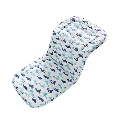 SONARIN Universal Stroller Mat, 100% Cotton, mosuhop sa singot ug makaginhawa, Stroller Cushion para sa Stroller ug Car Seat(Blue)